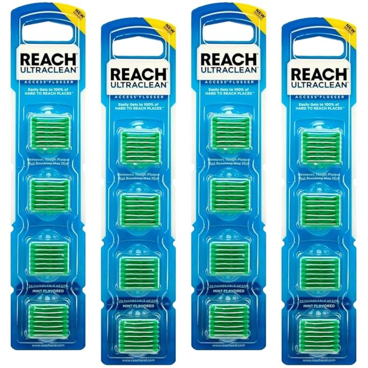 REACH Ultraclean Access Flossers Heads Fresh Mint Crystals 28 Each ...
