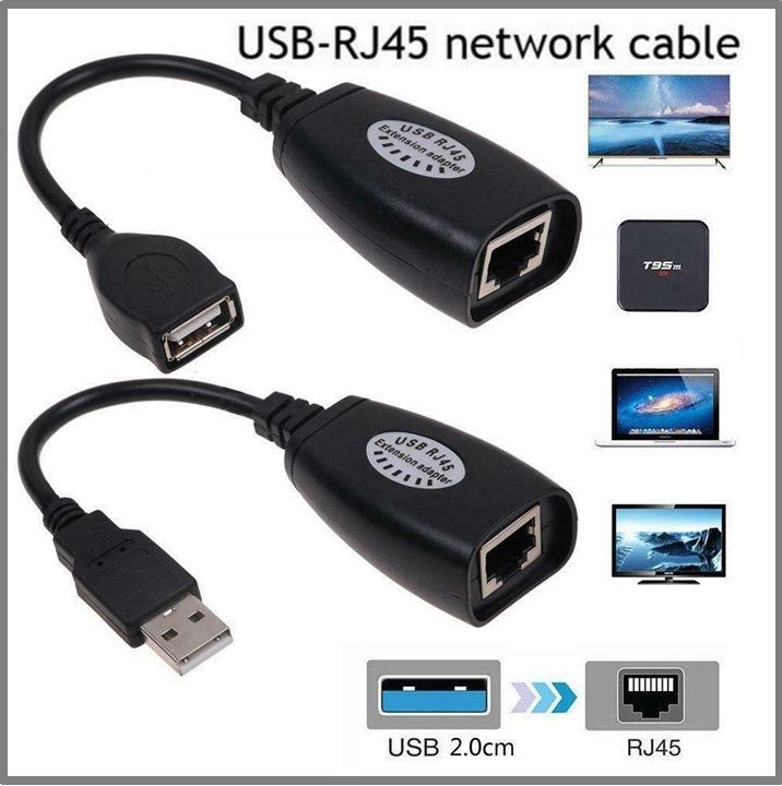 New‼ USB UTP Extender Adapter Over Single RJ45 Ethernet CAT5E 6 Cable ...