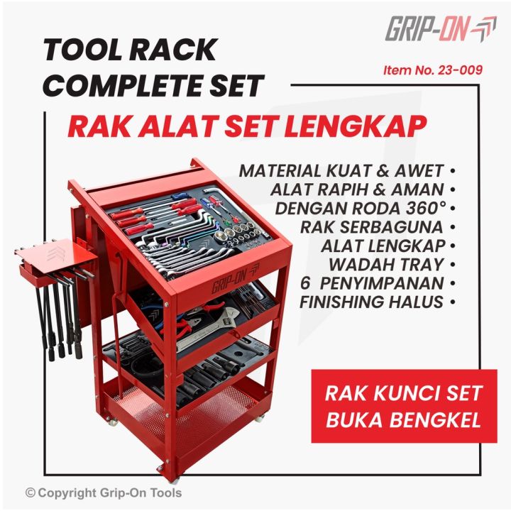 Grip-On Tool Rack Complete Set Rak Alat Bengkel Lengkap + Isi Alat ...