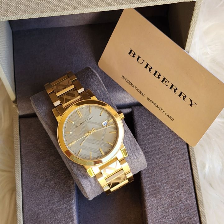 Burberry City BU9038 Unisex Watch - Gold Dial Stainless Steel Case ...