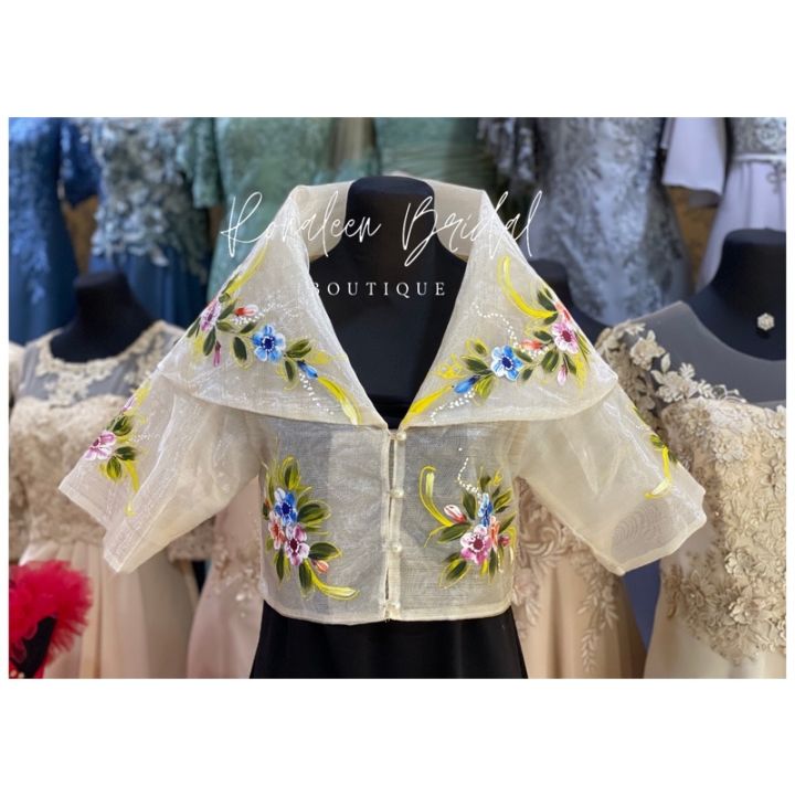 【The New】 Modern Filipiniana Maria Clara Handpaint Top | Lazada PH