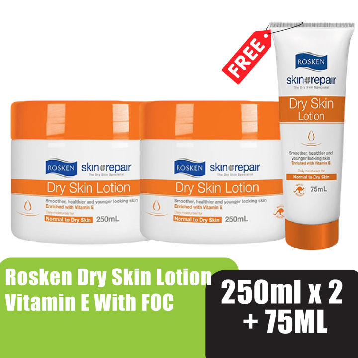 ROSKEN Dry & Sensitive Skin Body Lotion Vitamin 250ml x2 foc 75ml ...