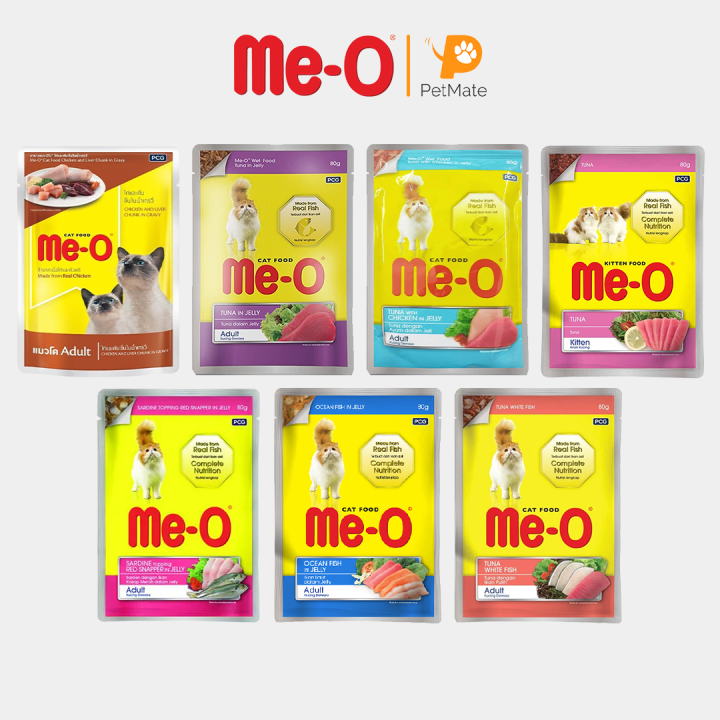 Me-O Adult Cat and Kitten Wet Food Pouch Chicken Liver Tuna in Gravy ...