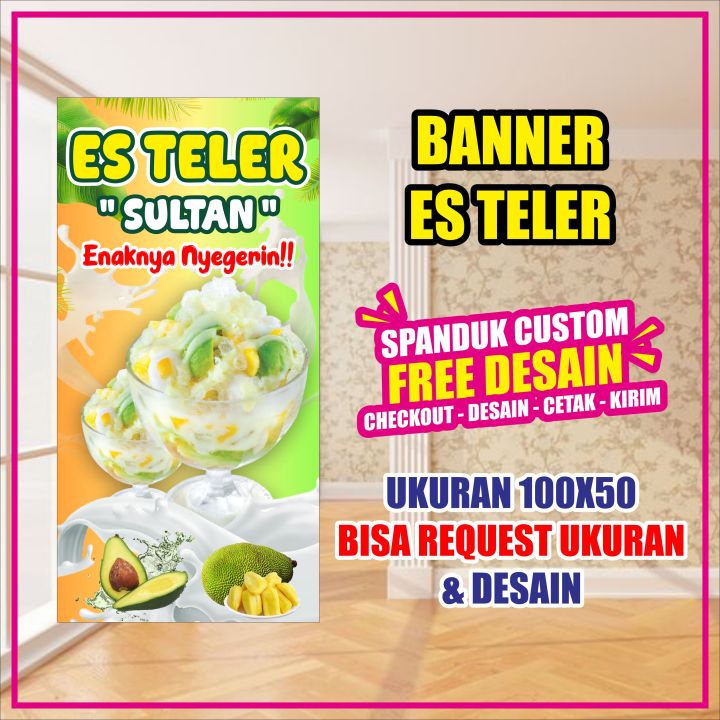 Spanduk/Banner/Backdrop Jualan Minuman Es Teler Ukuran 100x50 Custom ...