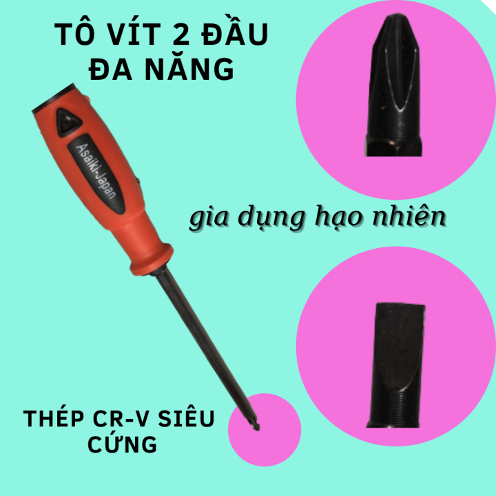 Tua vít bake 2 đầu hít nam châm vĩnh cữu đủ kích cỡ thép Cr-V siêu cứng ...