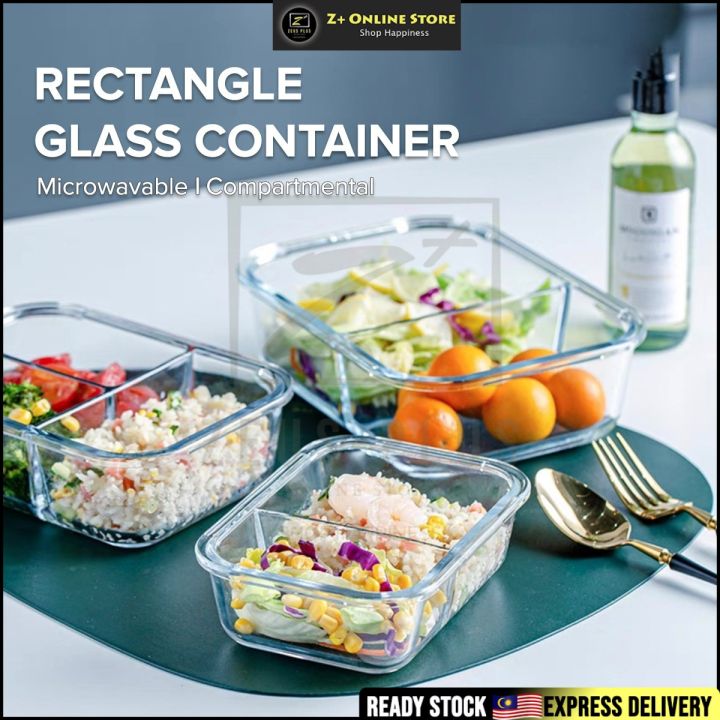 Z PLUS Rectangle Microwave Safe Glass Container Glass Food Storage ...