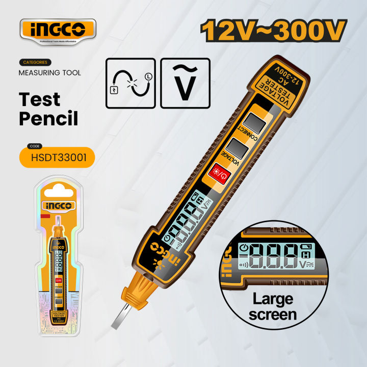 Ingco Digital Voltage Test Pen Non-Contact NCV Detector Live Wire ...