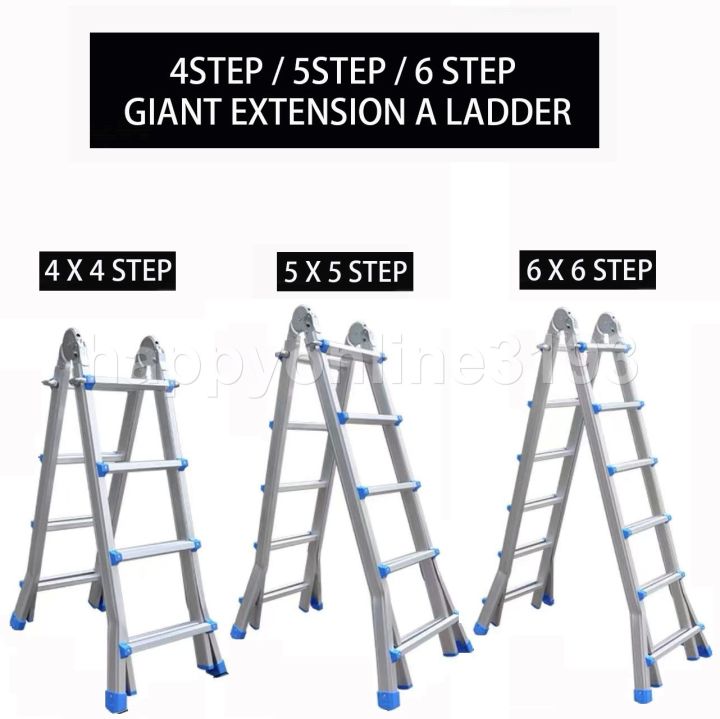 4x4Step / 5x5Step / 6x6Step Heavy Duty Giant Extension Aluminium Ladder ...