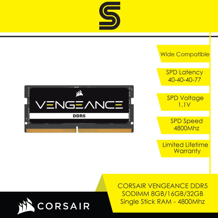 CORSAIR Vengeance DDR5 SODIMM RAM 4800Mhz (1x8GB/1x16GB/1x32GB) | Lazada CORSAIR Vengeance DDR5 SODIMM RAM 4800Mhz (1x8GB/1x16GB/1x32GB) | Lazada