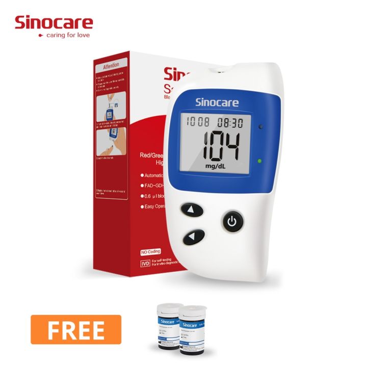 Sinocare Safe-Accu2 Diabetic Health Aid Test Kit Glucometer Blood ...