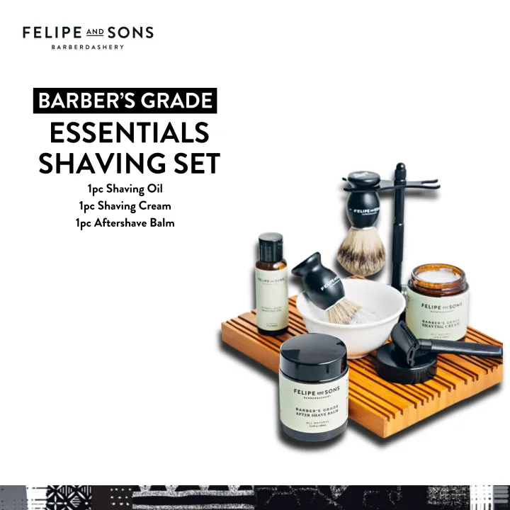 Felipe and Sons Barbers Grade Shaving Set (Shaving Oil+Shave Cream ...