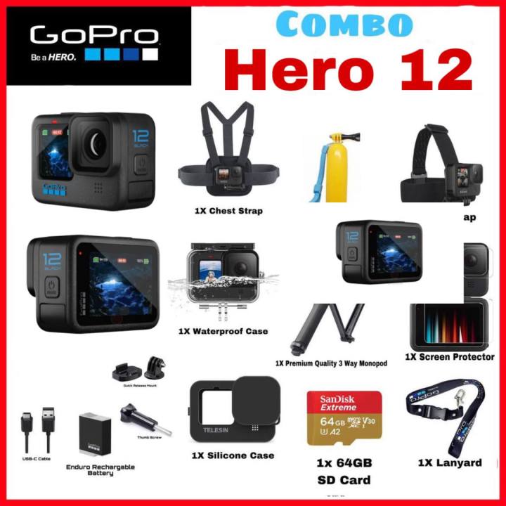 GoPro Hero 12/ 11 Black Action Camera COMBO with Free Gopro Duo Daypack ...