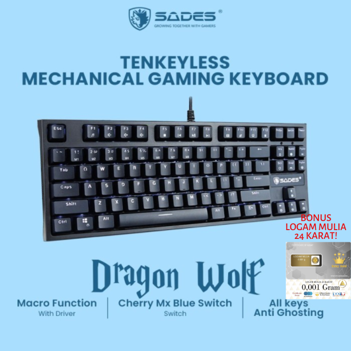 Keyboard Gaming Sades Dragon Wolf TKL Mechanical / Switch Cherry MX | Lazada Indonesia