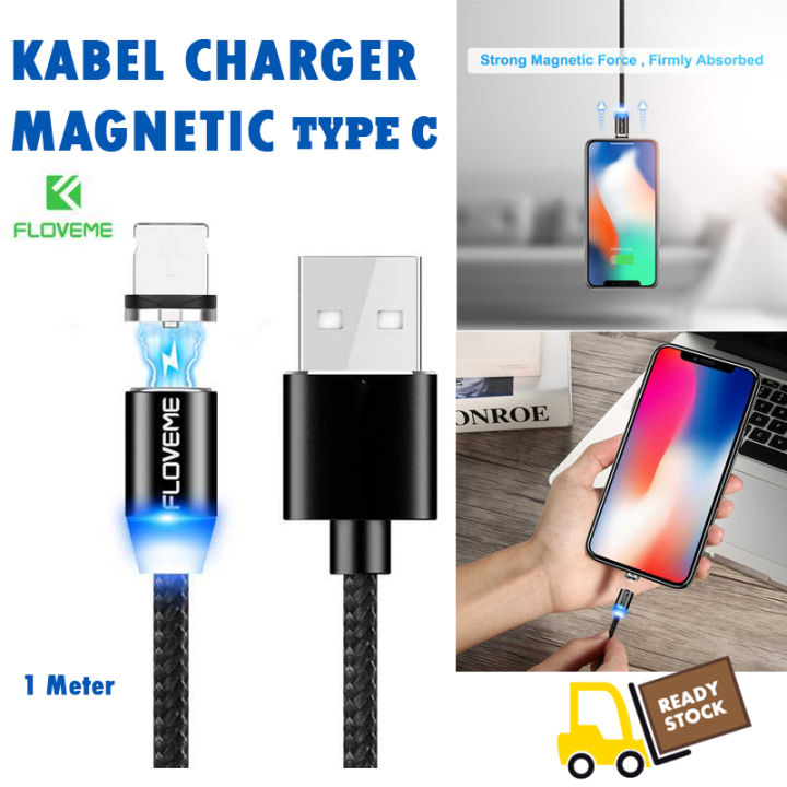 Kabel Charger USB Type C Magnetic 1 Meter Cas Casan Chargeran Hp Hape ...