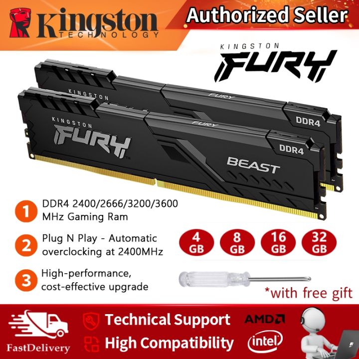 24h ship Kingston Fury Beast DDR4 Desktop Momery PC RAM 2666MHz 3200MHz 3600MHz 1.2V XMP2.0 DIMM ...