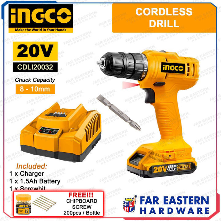 INGCO Cordless Drill 20V w/ Battery & Charger CDLI20032 INSUP | Lazada PH
