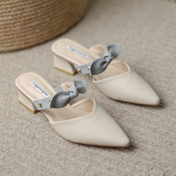 COOL STYLES Women's Closed Heel Shoes Korean Style Pointed Toe Block ...