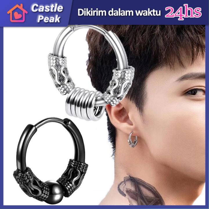 Anting Tindik Bahan Titanium 2 Warna Gaya Punk Untuk Pria Dan Wanita ...