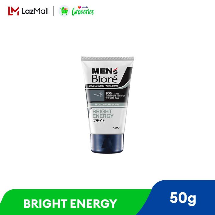 MEN'S BIORE DOUBLE SCRUB BRIGHT CLEAN FACIAL FOAM 50G | Lazada