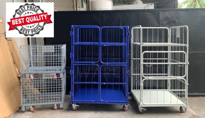 HEAVY DUTY LOGISTIC ROLL CAGE TROLLEY/ PALLET MESH CONTAINER / TROLI ...