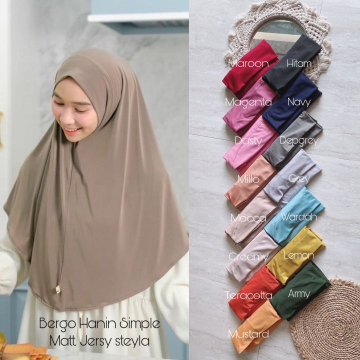 Bergo Hanin Simple Jersey Steyla | Kerudung Langsung Pakai Model ...