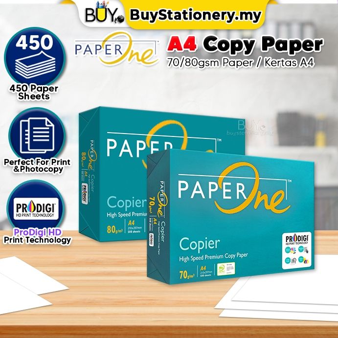 PaperOne A4 Paper 450 Sheet 70gsm 80gsm -(REAM) Kertas A4 White Photostate Paper Fotostat Paper ...