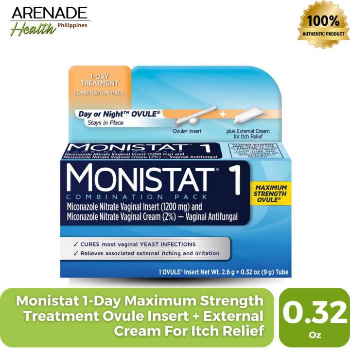 Monistat Maximum Strength Ovule Insert + External Cream For Itch Relief ...