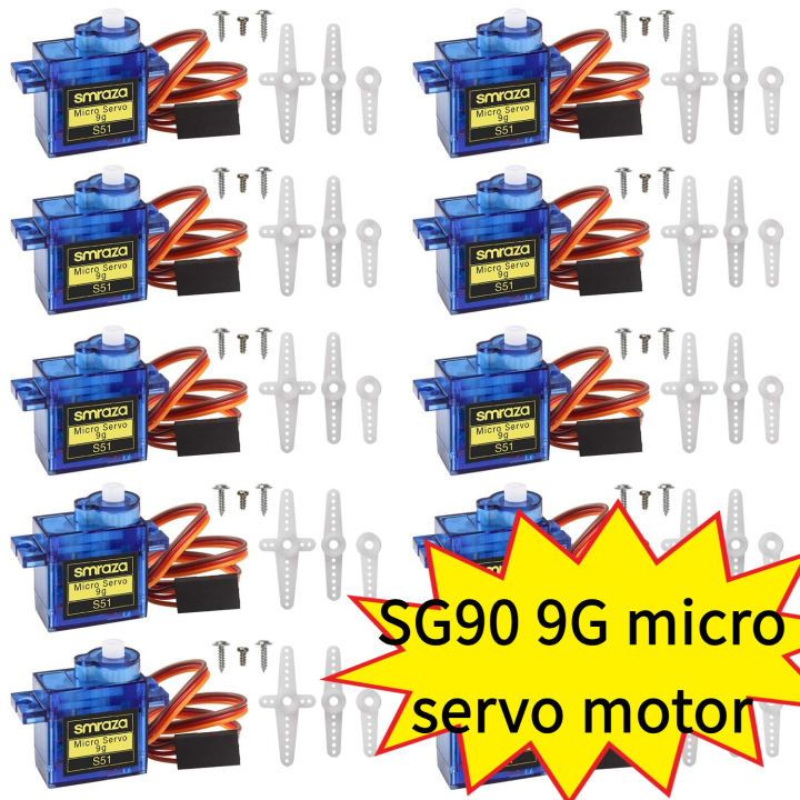 10 Pcs SG90 9G Micro Servo Motor Kit for RC Robot Arm/Hand/Walking ...