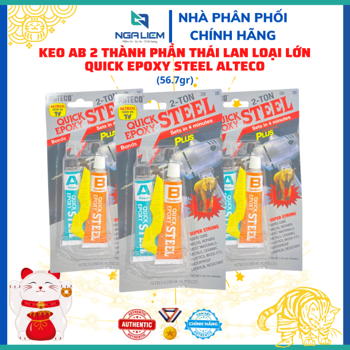 Keo AB 2 Thành Phần Thái Lan Loại Lớn Quick Epoxy Steel Alteco Siêu Cứng, Chịu Nhiệt Chịu Nước ...