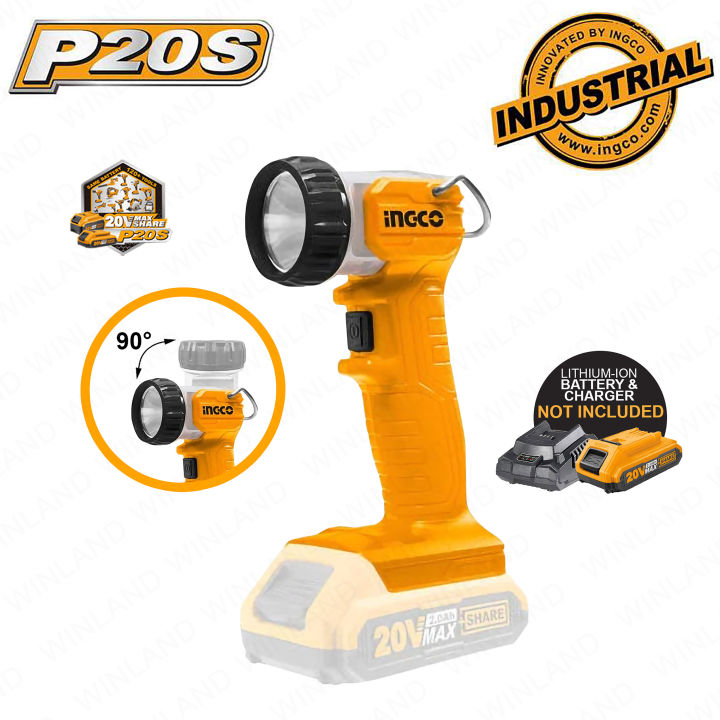 Ingco by Winland Powershare Li-Ion Cordless Work Lamp Flashlight 3.2W ...