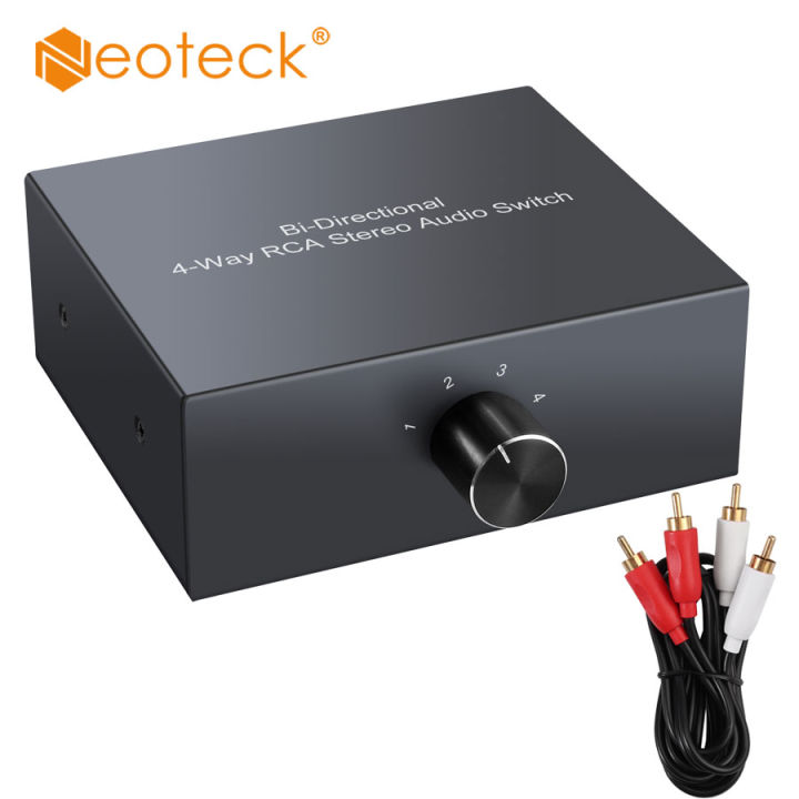 Neoteck 4-Way Bi-Directional RCA Stereo Audio Switch 1 in 4 Out or 4 in ...