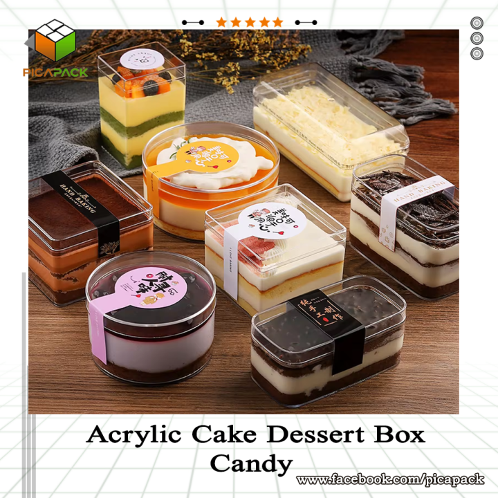 5pcs Acrylic Cake Dessert Box Candy Cookies Chocolate Tiramisu Chips ...