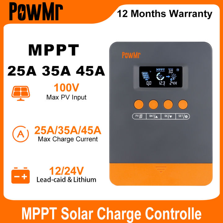 PowMr Mppt 25A 35A 45A Solar Charger Controller Max PV Input 100VOC ...