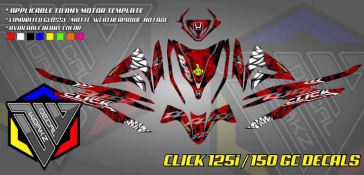 HONDA CLICK 125/150 FULL BODY DECALS, RED | Lazada PH