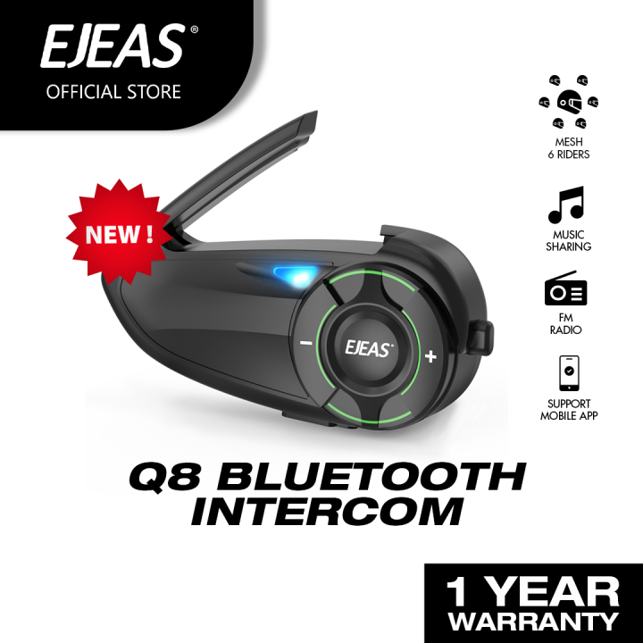 EJEAS Q8 Motorcycle Wireless Helmet Bluetooth 6-Ways Mesh Intercom ...
