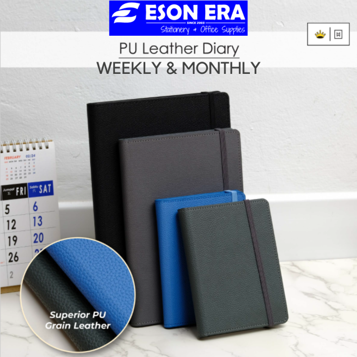 Handwriting 2026 PU Leather Diary Monthly & Weekly Planner Thread Sewn ...