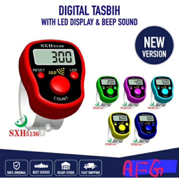 Digital Tasbih LED Display AND Beep Sound Finger Hand Tally Counter ...
