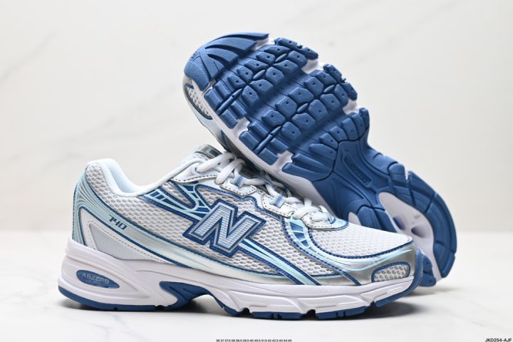 New Balance NB740 Retro สีขาวและสีน้ำเงินตาข่ายระบายอากาศเทรนด์รองเท้า ...