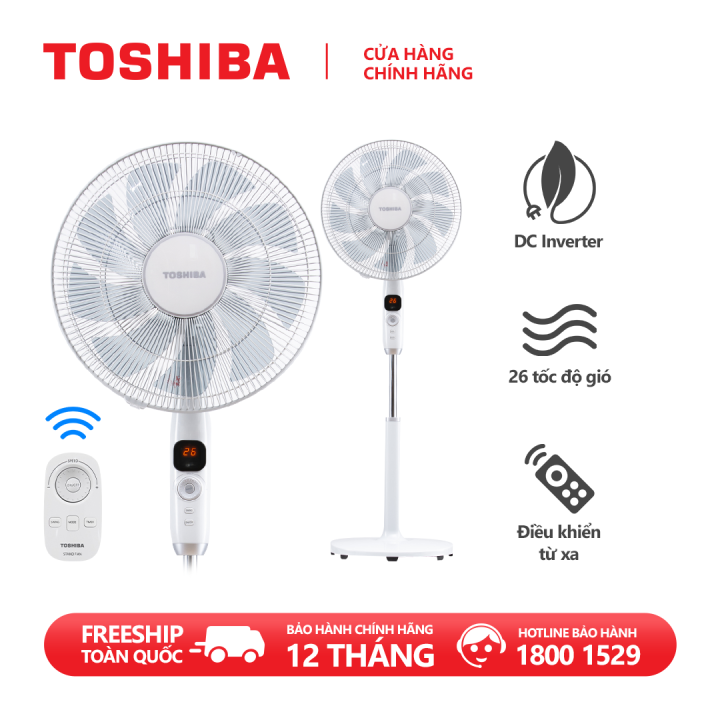 Quạt đứng Toshiba F-LSD10(W)VN - Màu trắng - Điều khiển từ xa núm xoay ...