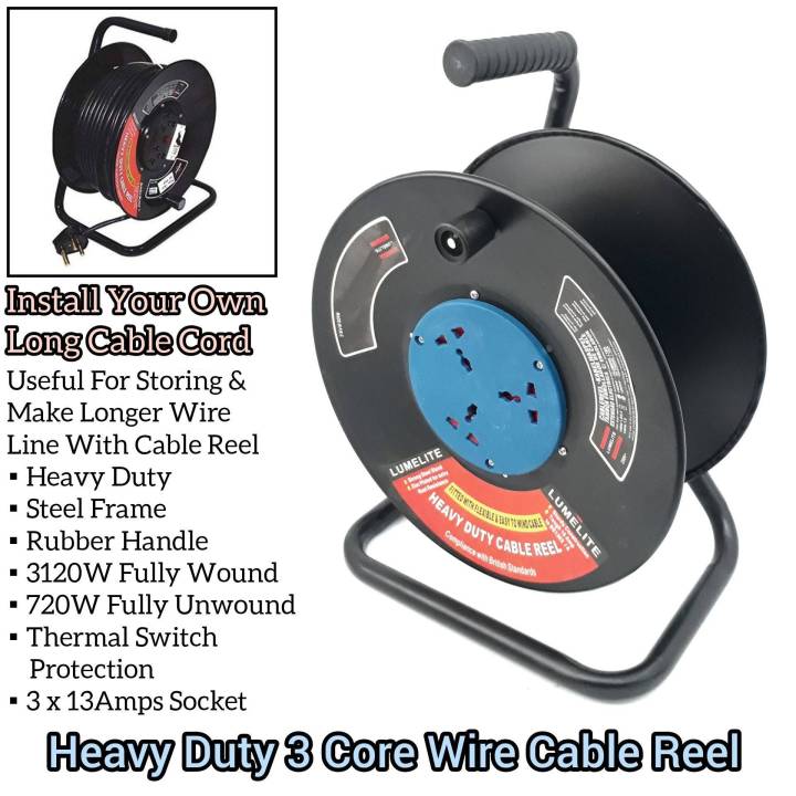 Heavy Duty 3 Core Wire Cable Reel For Home And Industrial Usage ...