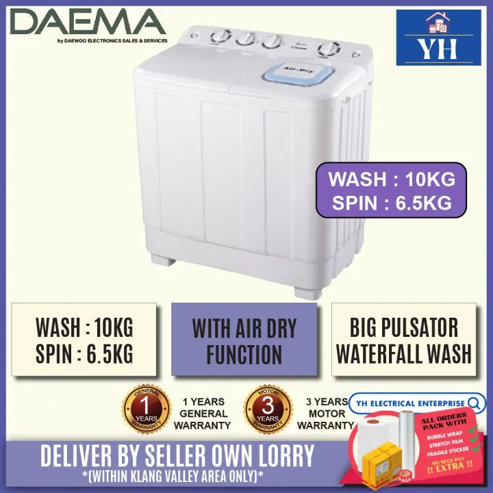 Daema DW-100KG Top Load Semi Auto Washing Machine Washer with Air Dry ...