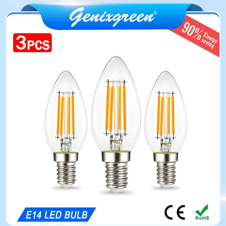 3pcs E14 Candelabra Bulbs Retro 4W(40 Watt Equivalent) C35 LED Filament ...