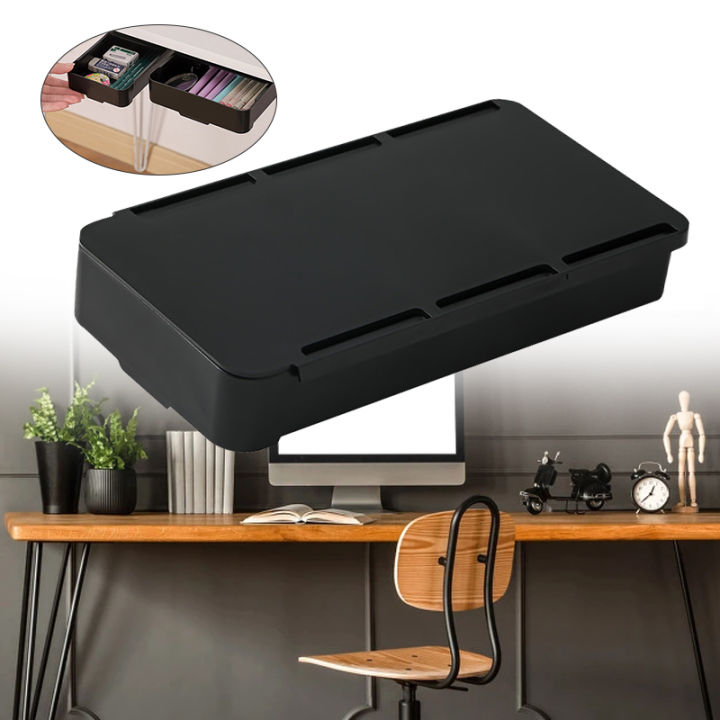 1 Pcs Under The Desk Drawer Type Storage Box Desktop Organizer Office ...