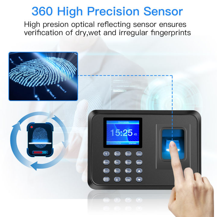 2.4 inch TFT USB Biometric Fingerprint Time Clock Recorder Attendance ...