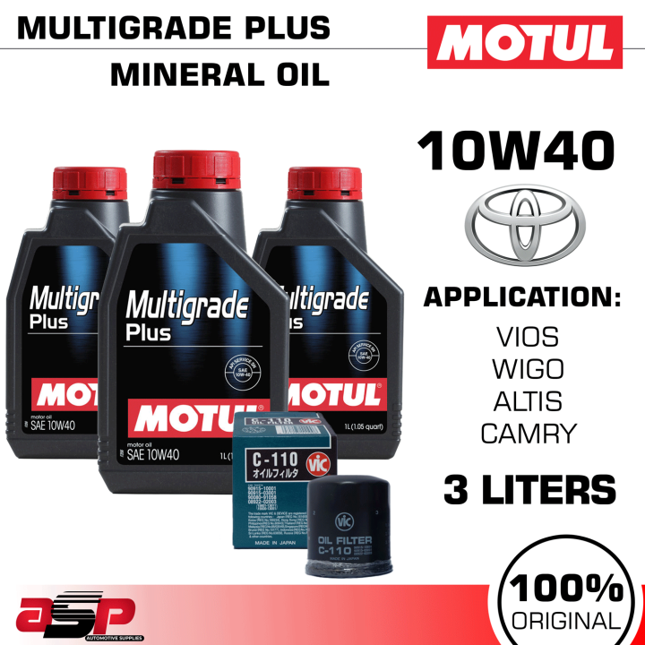 MOTUL 10W40 MULTIGRADE PLUS Gasoline Engine Oil 3 Liters Bundle for ...