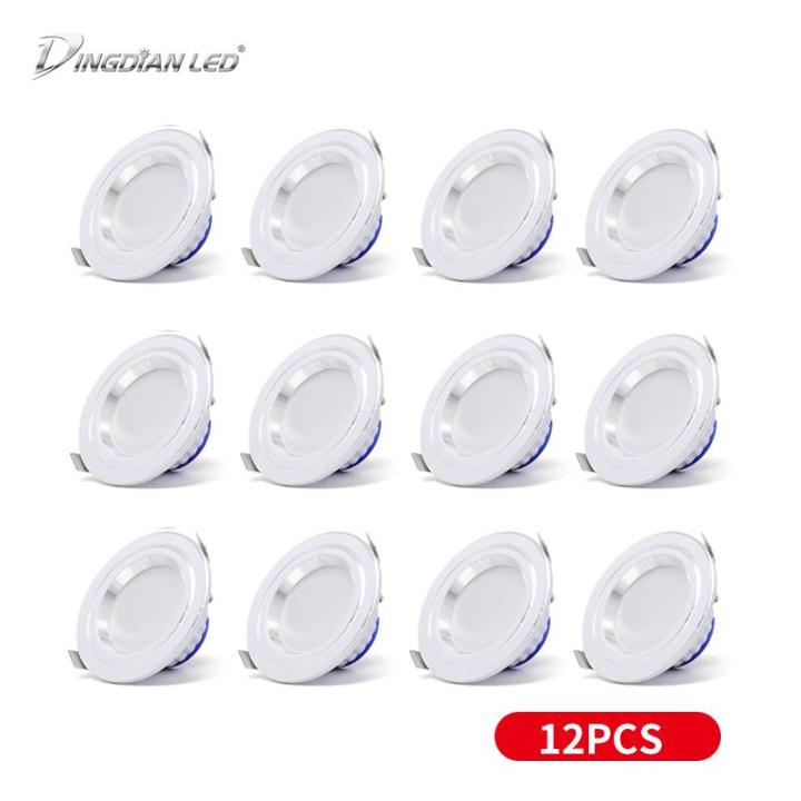 DINGDIAN LED 12 Packs LED 3Colors Ceiling Downlight White+Silvery Shell ...