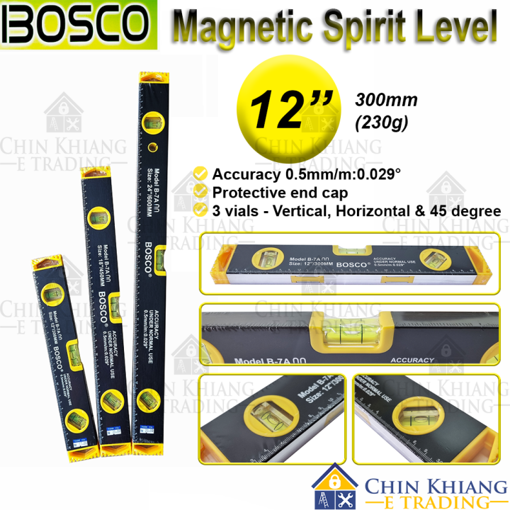 Bosco Spirit Level Ruler Measuring Level Magnet B7A 12" 18” 24” | 300mm ...
