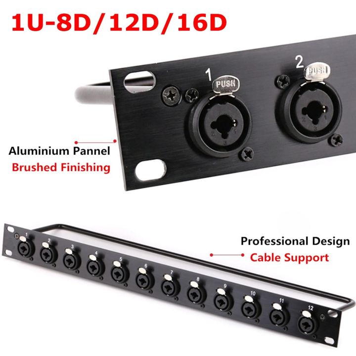 Rack Patch Panel 8 12 16 Way 3 Pole XLR Female Chassis Connnector 1U ...