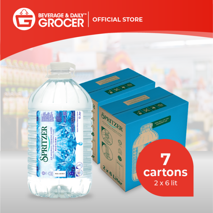 Spritzer Distilled Drinking Water 2 x 6L (14 bottles) 7 Cartons | Lazada