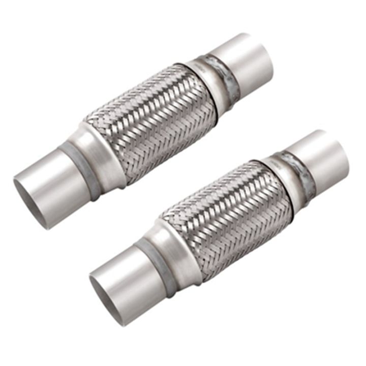 2 Pcs Exhaust Flex Pipe Double Braid with Ends 10 Inch Long Stainless ...